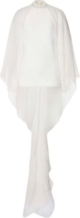 Alberta Ferretti Femme, Blouses et Chemises, Blanc, Taille: 38 FR Blouse en cady stretch avec manches en mousseline