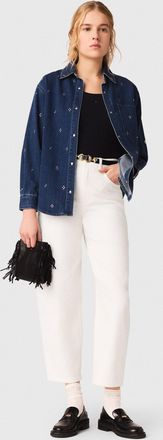 Maje Jeanshemd Mit Strass - Blau - Maje