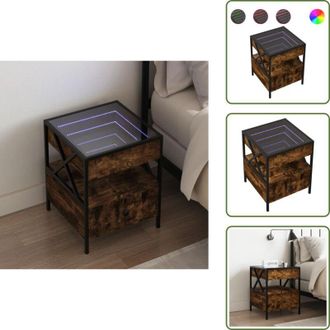 vidaXL Nachttisch mit Infinity-LED R&auml;uchereiche 40x40x51 cm - Nachttisch - Nachttische - Beistelltisch - Nachtk&auml;stchen
