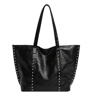 Generic Sac &agrave; bandouli&egrave;re tendance en cuir PU clout&eacute; pour femme et fille pour l&eacute;cole, le travail, un usage quotidien, Noir, 13.39*12.99*6.3inch