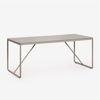 Sklum Rechteckiger Gartentisch 185x85 cm aus Melida-Stahl Moka Braun