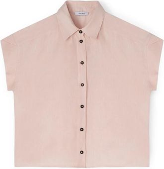 Motivi Femme, Blouses et Chemises, Rose, Taille: 38 FR Short-sleeved Linen Shirt