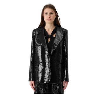Federica Tosi Pailletten Blazer Oversize Schwarz Eleganter Stil - - Jackets - Damen - Schwarzk - S