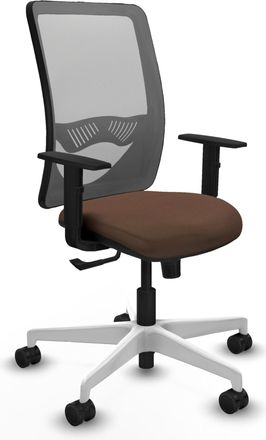 Piqueras y Crespo B&uuml;rostuhl mit Rollen Zulema mit 1D-Armen, h&ouml;henverstellbare Lendenwirbelst&uuml;tze, ausgestattet mit 3 Positionen und Schneideschaum, Grau/Dunkelbraun