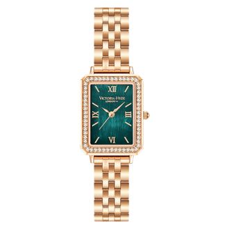 Victoria Hyde London Victoria Hyde Westminster Rose Gold Gr&uuml;n Diamant Detail Damenuhr