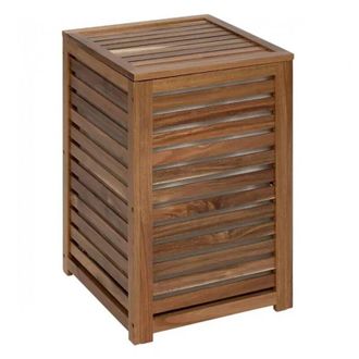 PEGANE Panier &agrave; linge 65 L en bois naturel, coloris marron - Longueur 40,3 x Profondeur 40,3 x Hauteur 60 cm