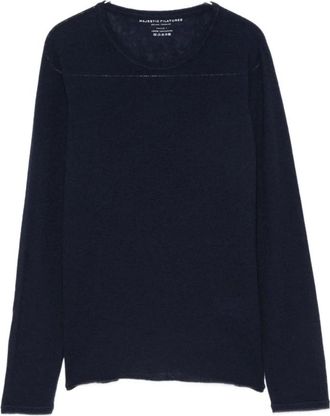 Majestic Filatures Femme, Pulls, Bleu, Taille: 42 FR Collection Pulls Bleus