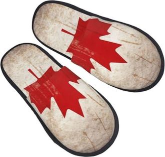 Generic Chaussons Maison Drapeau Rétro Du Canada Imprimé Portative Pantoufles En Coton Lavables Slippers Pour De Camping Hôtels Voyage M