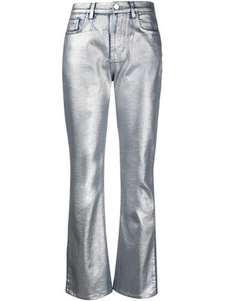 Alberta Ferretti Schlagjeans im Metallic-Look - Silber