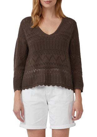 s.Oliver Ajour-Strickpullover mit 3/4-Ärmeln