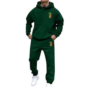 Generic Ensemble sweat &agrave; capuche et pantalon de surv&ecirc;tement pour la Saint-Valentin pour hommes 2026, vert fonc&eacute;, XXL