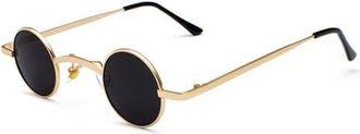 Generic Lunettes De Soleil Punk Rondes &Agrave; Petite Monture For Hommes Et Femmes(Gold)