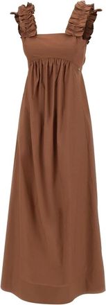 Liu Jo Femme, Robes, Brun, Taille: 40 FR Robe Maxi &agrave; Manches Volant&eacute;es