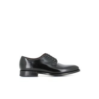 Green George Schwarze geb&uuml;rstete Leder Derby Schuhe - - Shoes - Herren - Schwarzk - 44 EU