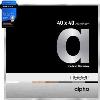 Nielsen Design Bilderrahmen, 40 x 40 cm, Aluminium, Silber glanz, Posterrahmen zum Aufh&auml;ngen im Hoch- & Querformat, Echtglas, Alpha