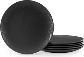 Navaris Linen Artisan Dinner Plates 27cm, 6-Piece, charcoal black
