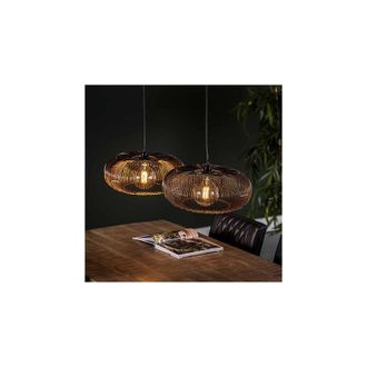 M&S Collection M&s - Suspension 2 lampes 102x43x150 cm en métal noir vieilli et doré