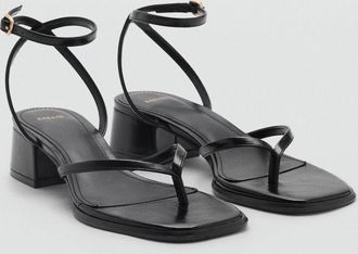 Mango Riemensandale mit Absatz schwarz - Damen - 35 - MANGO