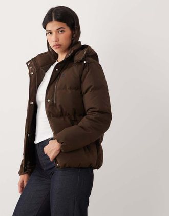Polo Ralph Lauren Wattierte Jacke in Braun mit Markenlogo