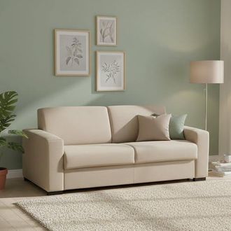 Dmora Talamo Italia - Canap&eacute; lit 2 places Alexis, Canap&eacute; de salon avec ouverture pivotante en tissu rembourr&eacute;, Accoudoirs standards, 100% Made in Italy, Cm 