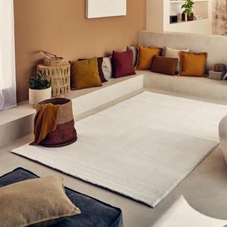 Nazar Rugs Tapis Multicolore Rectangulaire, Motif G&eacute;om&eacute;trique, Doux pour Chambre et Couloir (Creme, 200x290 cm)