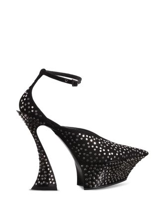 MUGLER Nieten-Mules mit Kn&ouml;chelriemen - Schwarz