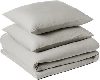 Amazon Basics Parure de Lit 2 Personnes 3 Pièces en Microfibre Prélavée, Extra Douce avec Effet Froissé Naturel, sans Repassage, Housse de Couette 240 x 220 cm et 2