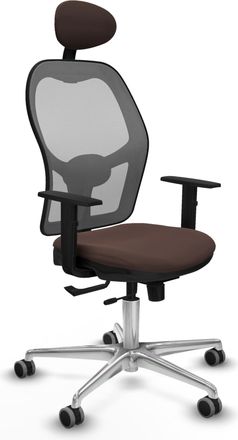 Piqueras y Crespo B&uuml;rostuhl mit Kopfst&uuml;tze Jorquera mit 1D-Armen, h&ouml;henverstellbarer Lendenwirbelst&uuml;tze und festem Kopfteil, ausgestattet mit Syncro/Traslack. Grau/Dunk