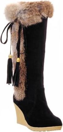 Garneck Femme Hiver Hautes avec Talon Inclin&eacute; Bottines Chaudes Imperm&eacute;ables Noires Style Mode Confortable pour Neige et Loisirs