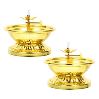 Cabilock Verstellbare Tibetische Ghee &Ouml;llampe aus Massiver Legierung Vintage Butterlampe f&uuml;r Gebet und Meditation Oxidationsbest&auml;ndig Innenraum Dekoration 2 St