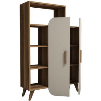 Hanah Home Meuble avec &eacute;tag&egrave;re en bois Form - 90 x 32 x 132 cm - Cr&egrave;me de noix