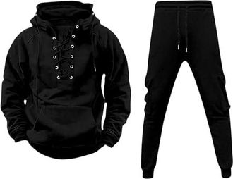 Generic Surv&ecirc;tement pour homme &agrave; nouer - Couleur unie - Sweat &agrave; capuche - Ensembles de jogging - Entra&icirc;nement - Jogging - Sport - D&eacute;contract&eacute; - Hauts et bas -