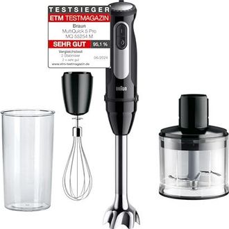 Braun Stabmixer MultiQuick 5 Pro MQ55236M - Elektrischer Stabmixer mit 25 Geschwindigkeiten, EasyClick Plus System f&uuml;r Zubeh&ouml;r, 3-teiliges Zubeh&ouml;r-Set, 1000