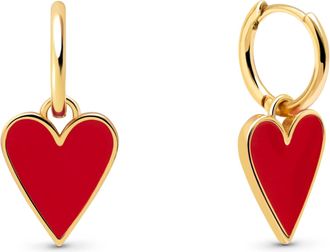Singularu Lovely Heart Ohrringe. Messing mit 18 Kt Vergoldeter Beschichtung. Schmuck f&uuml;r Damen