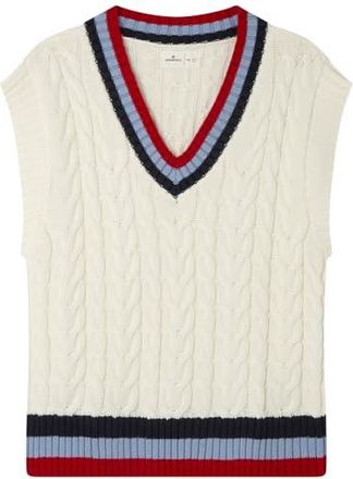 Springfield Varsity Contrast Rib Vest, Tan, S Femme