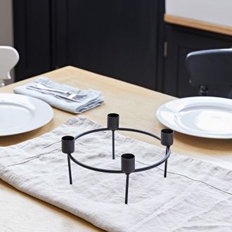 Lights4fun 20cm schwarzer Stabkerzenhalter Kerzenständer aus Metall