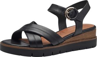 Tamaris Damen Plateau Sandalen Leder Sommer; BLACK LEATHER/schwarz; 39 EU