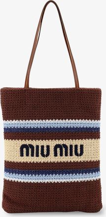 Miu Miu Knitted shopping bag with embroidered logo on the front - MIU MIU - gender_Woman