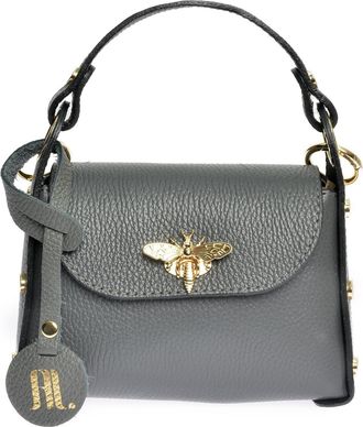 Anna Luchini Graue Lederhandtasche