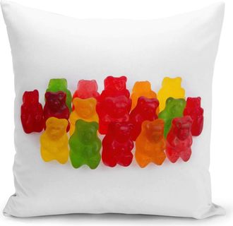 Fabulous Kissen Kissenbezug 40x40 cm Gummibärchen Gelatinebonbons Kinder Köstlichkeiten