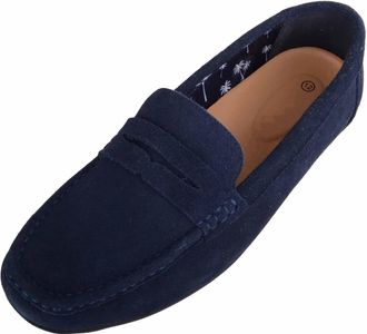 Absolute Footwear Herren Loafer aus echtem Leder, Wildleder, einfach anzuziehen, lässig, navy, 40 2/3 EU