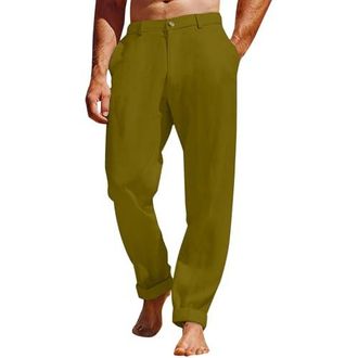 Generic Pantalon chino pour homme - Blanc - Droit - Pantalon de yoga l&eacute;ger - Pantalon baggy - Pantalon de loisirs - Couleur unie - S&eacute;chage rapide - Pantalon d