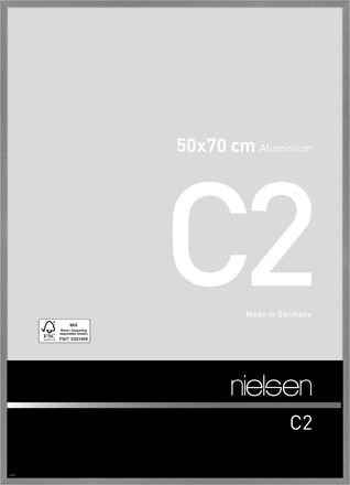 Nielsen Design Bilderrahmen, 50 x 70 cm, Aluminium, Grau matt, Posterrahmen zum Aufhängen im Hoch- & Querformat, Echtglas, C2