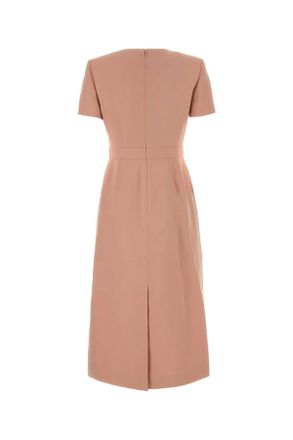 Valentino Garavani Womens Midi Dress Pink Wool Silk