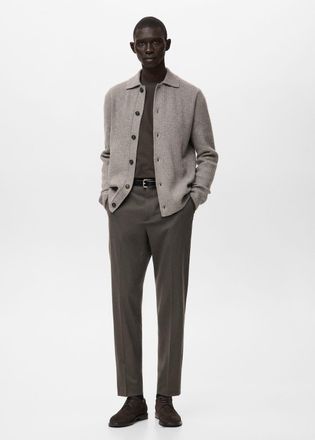 Mango Strickcardigan mit Rippmuster mittelbraun - Herren - XXL - MANGO MAN