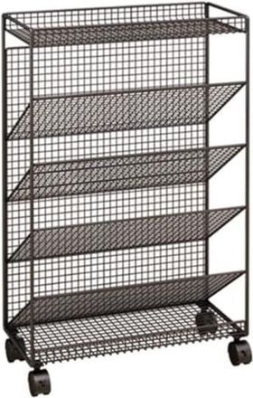 Generic Biblioth&egrave;que roulante &agrave; 6 &eacute;tag&egrave;res, Chariot de biblioth&egrave;que Moderne en m&eacute;tal Blanc avec roulettes verrouillables, &eacute;l&eacute;gante for Magazines, dossiers et 