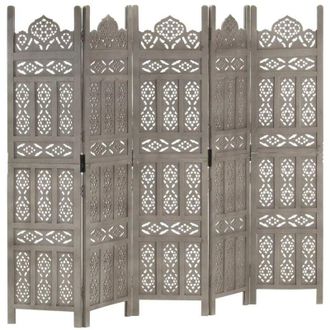 vidaXL Vidaxl - Cloison de s&eacute;paration 5 panneaux Gris 200x165 cm Bois manguier