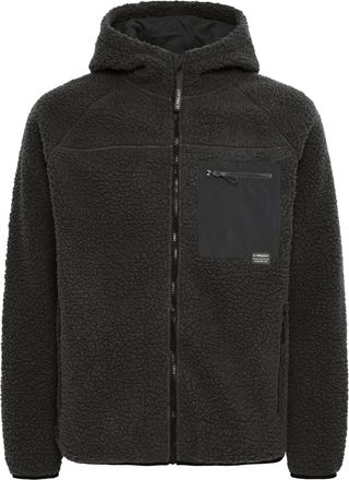 11 Project SDPrromeneo Herren Teddy-Jacke &Uuml;bergangsjacke Jacke mit Kapuze Brusttasche Rei&szlig;verschlusstaschen Label-Details Relaxed fit, Gr&ouml;&szlig;e:XL, Farbe:Black (194