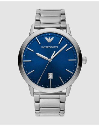 Emporio Armani montre homme &agrave; trois aiguilles et date, en acier inoxydable, argent&eacute;e