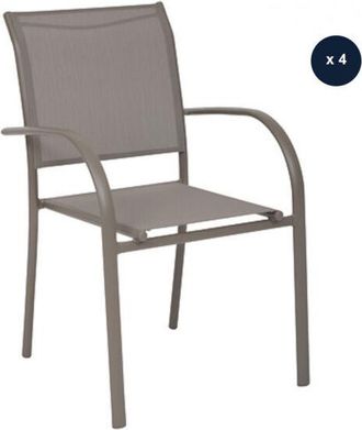 Hesperide Lot de 4 fauteuis sde jardin en texaline Piazza Noisette/caf&eacute; - Hesp&eacute;ride